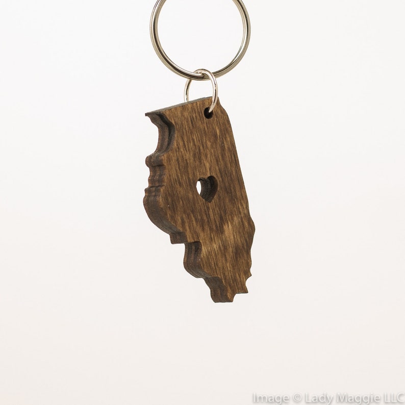 Illinois Wooden Keychain IL State Keychain Wooden Illinois - Etsy