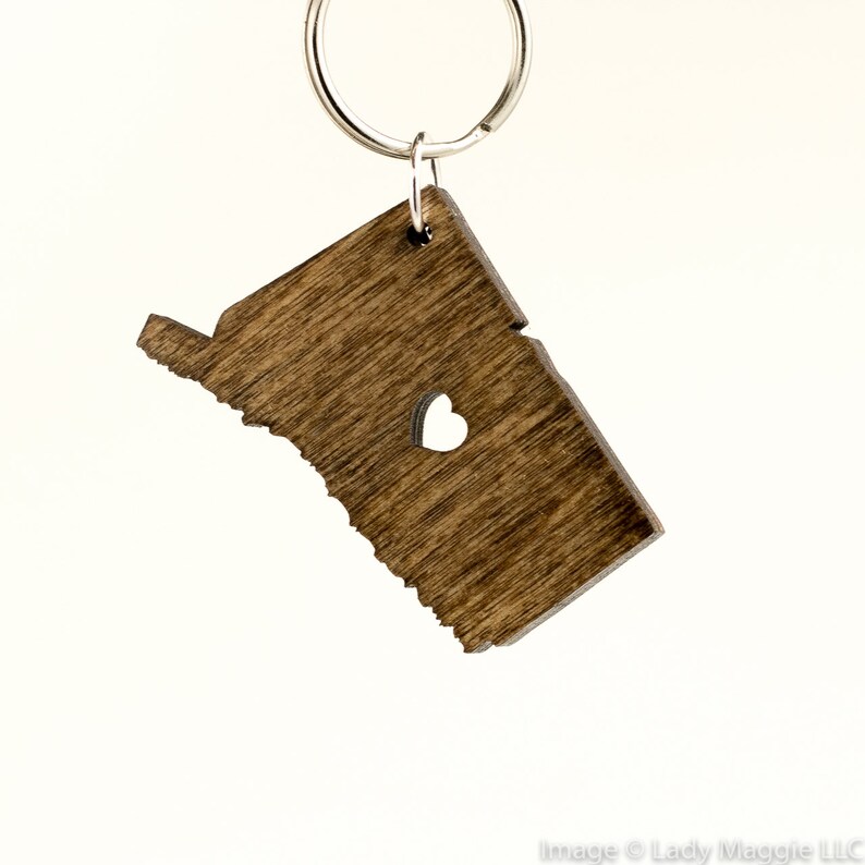 Connecticut Wooden Keychain - CT State Keychain - Wooden Connecticut ...