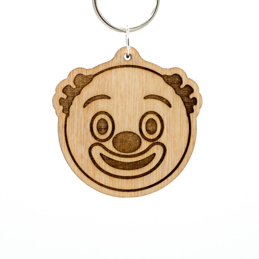 Buy Clown Face Keychain Clown Charm Clown Face Emoji Wood Key Ring ...
