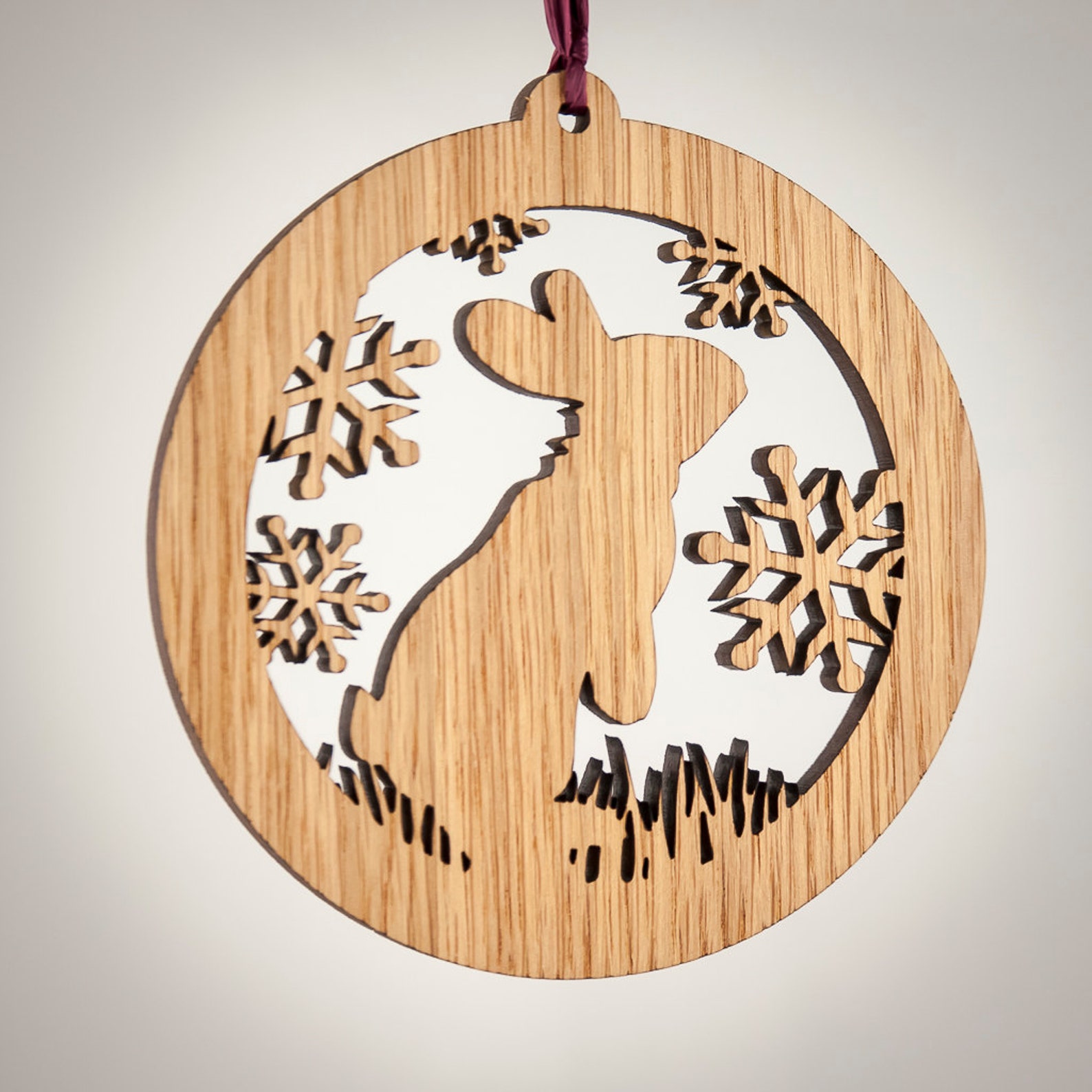 Rabbit Christmas Wood Ornament Woodland Animal Silhouette - Etsy