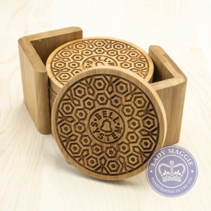Bell System Manhole Cover Mandala Logo Vintage Bamboo Coasters | Bell ...