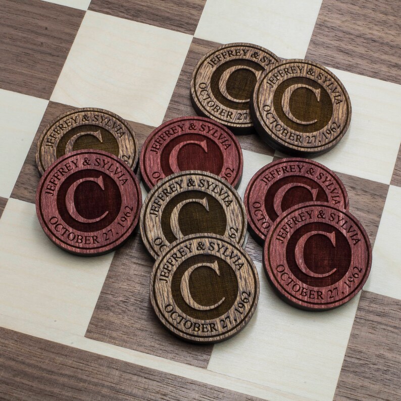 Personalized Checkers Pieces Custom Engraved Checkers - Etsy