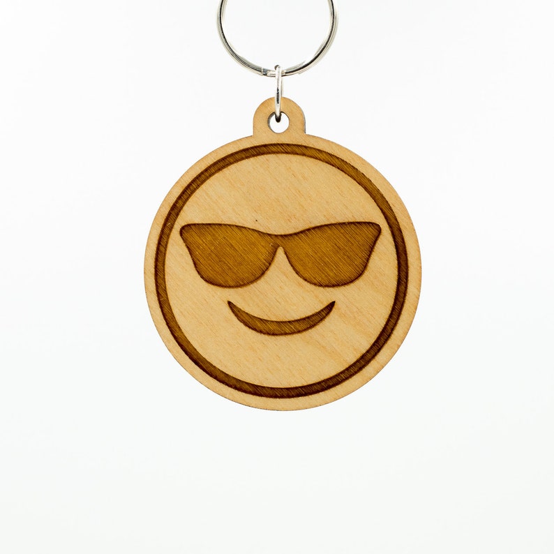 Cool Emoji Sunglass Face Emoji Wood Keychain Sunglasses | Etsy