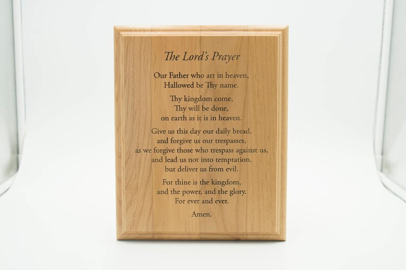 Lord's Prayer Wooden Plaque - Lord's Prayer Engraved 10 X 8 Alder Wall ...