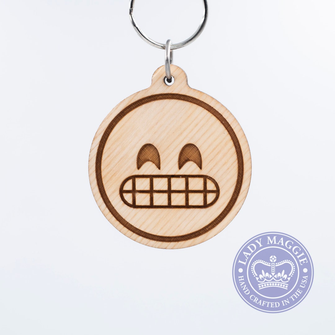 Grinning Face With Smiling Eyes Emoji Keychain - Happy Face With Grin ...