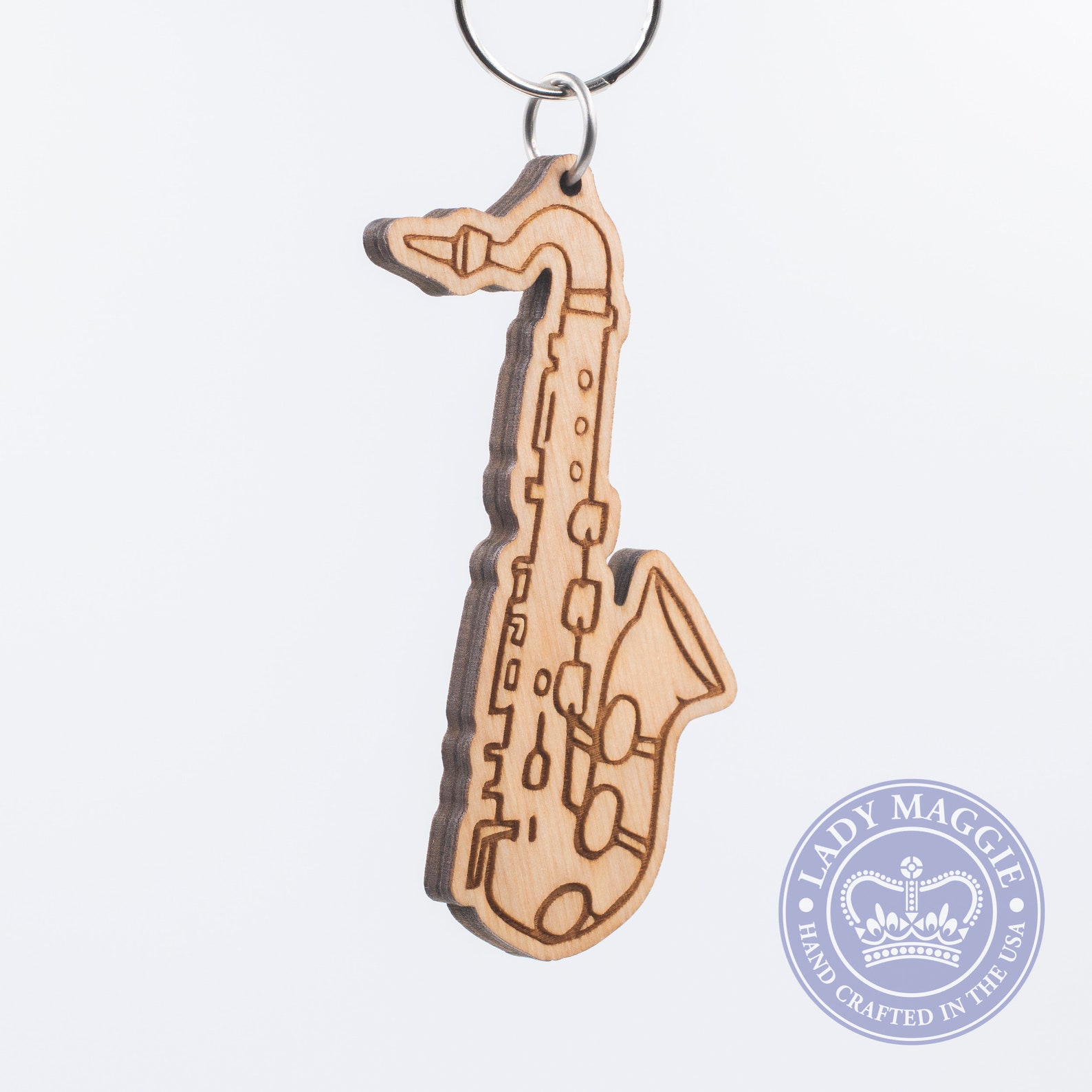 Saxophone Keychain Sax Carved Wood Key Ring Saxophone - Etsy