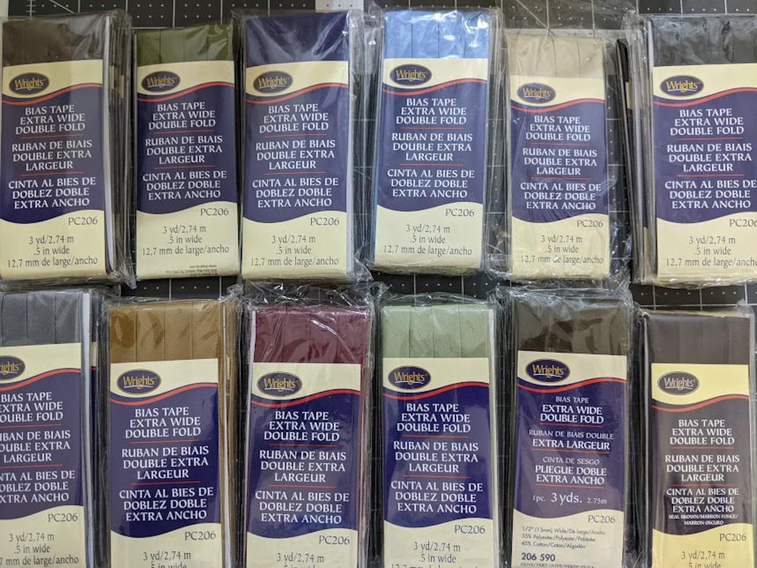 Wrights 1/2" Extra Wide Double Fold Bias Tape 3 Yards | PC206 | 0.5 ...