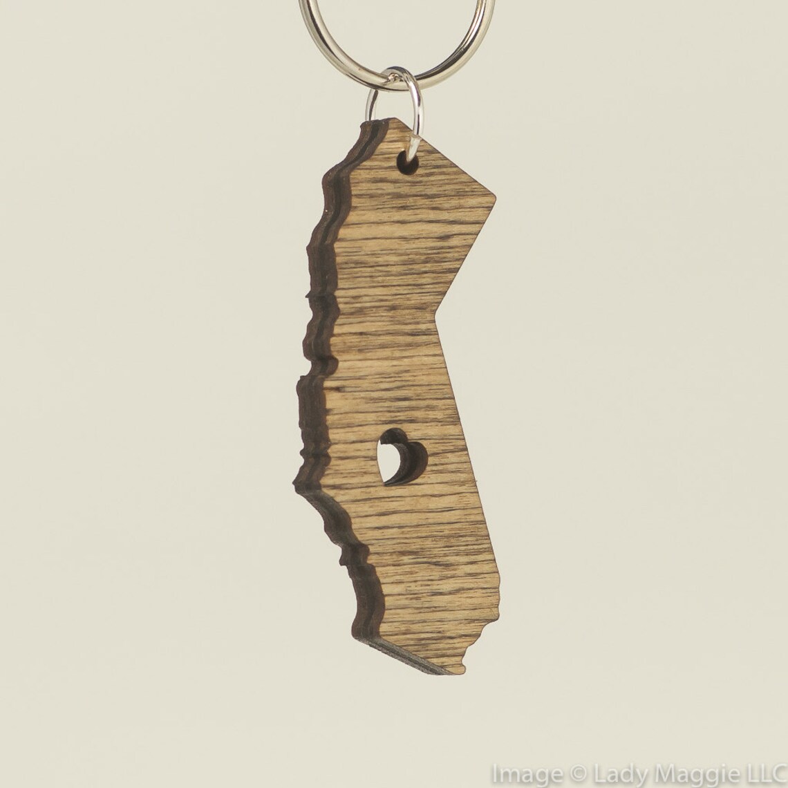 California Wooden Keychain CA State Keychain Wooden - Etsy