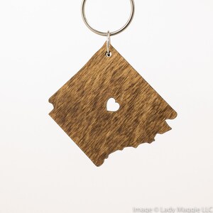 Arkansas Wooden Keychain AR State Keychain Wooden Arkansas Carved Key ...