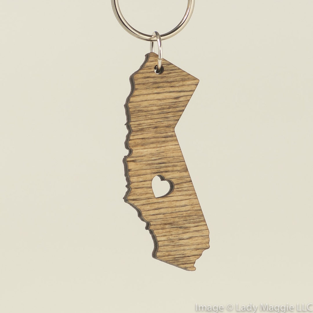 California Wooden Keychain - CA State Keychain - Wooden California ...