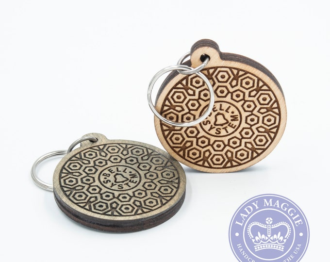 Bell System Manhole Cover Vintage Mandala Logo Keychain - Bell Retro ...