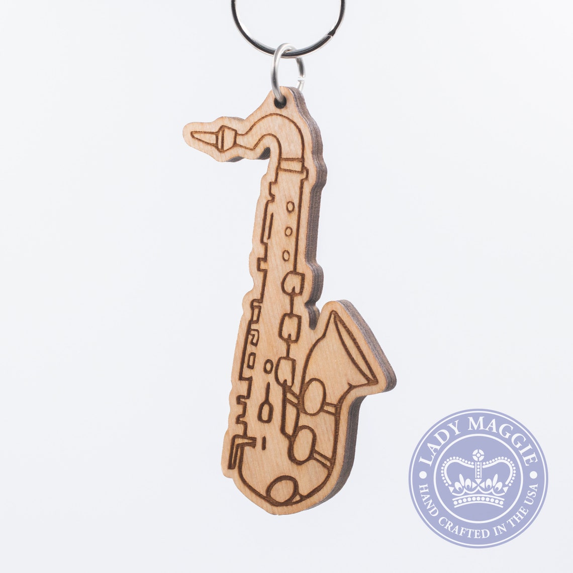 Saxophone Keychain Sax Carved Wood Key Ring Saxophone - Etsy