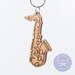 Saxophone Keychain Sax Carved Wood Key Ring Saxophone Emoji Keyring ...