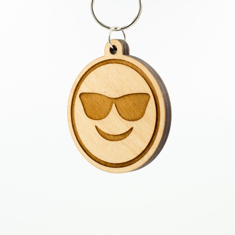 Cool Emoji Sunglass Face Emoji Wood Keychain Sunglasses | Etsy