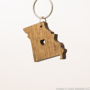 Missouri Wooden Keychain - MO State Keychain - Wooden Missouri Carved ...