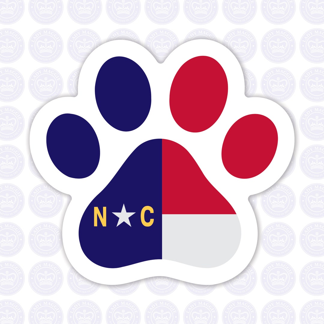 North Carolina Paw Decal - NC Paw State Flag Decal - North Carolina Paw ...