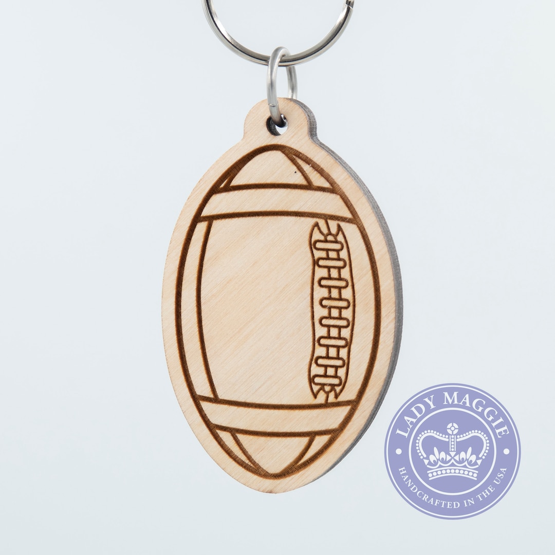 Football Keychain - Football Charm - Engraved Football - Football ...