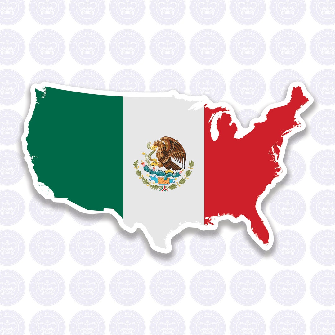 American Mexican Flag Decal - Mexico Flag Expat Decal Bumper Sticker ...