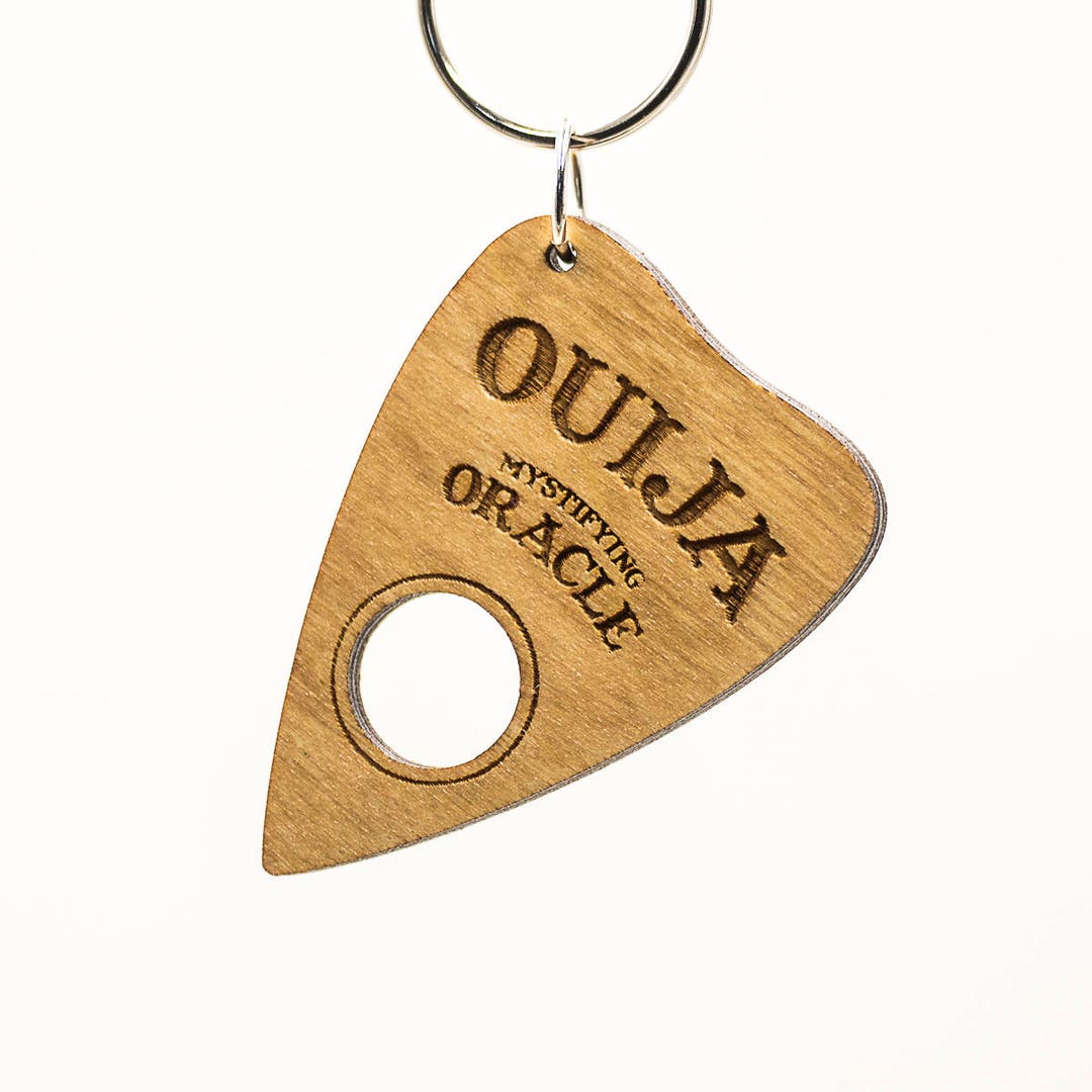 Ouija Charm Keychain - Ouija Planchette Carved Wood Key Ring - Ouija ...