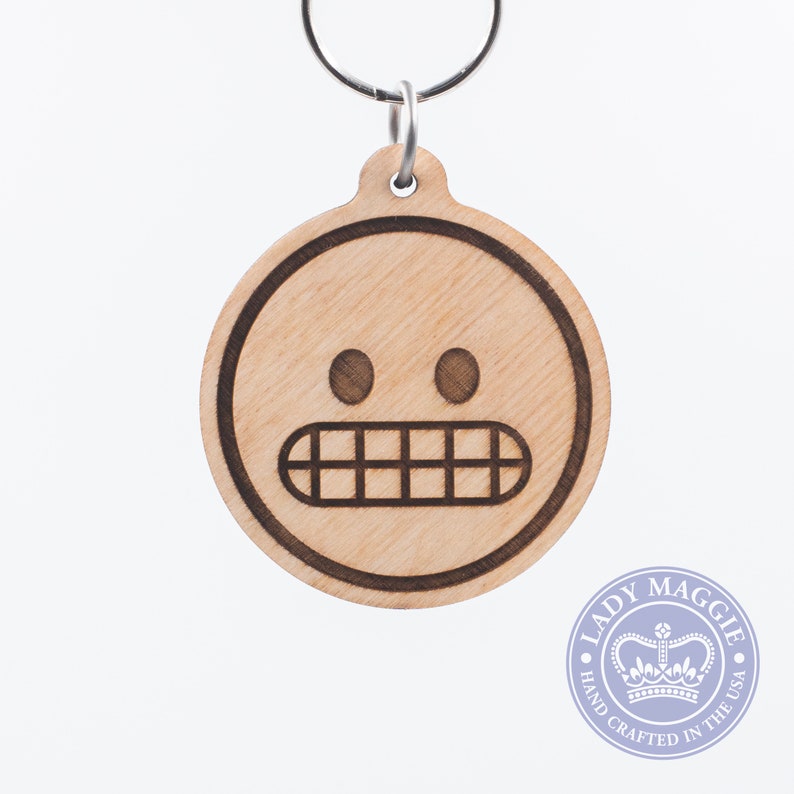 Gritting Face Emoji Keychain Grimacing Emoji Keyring | Etsy