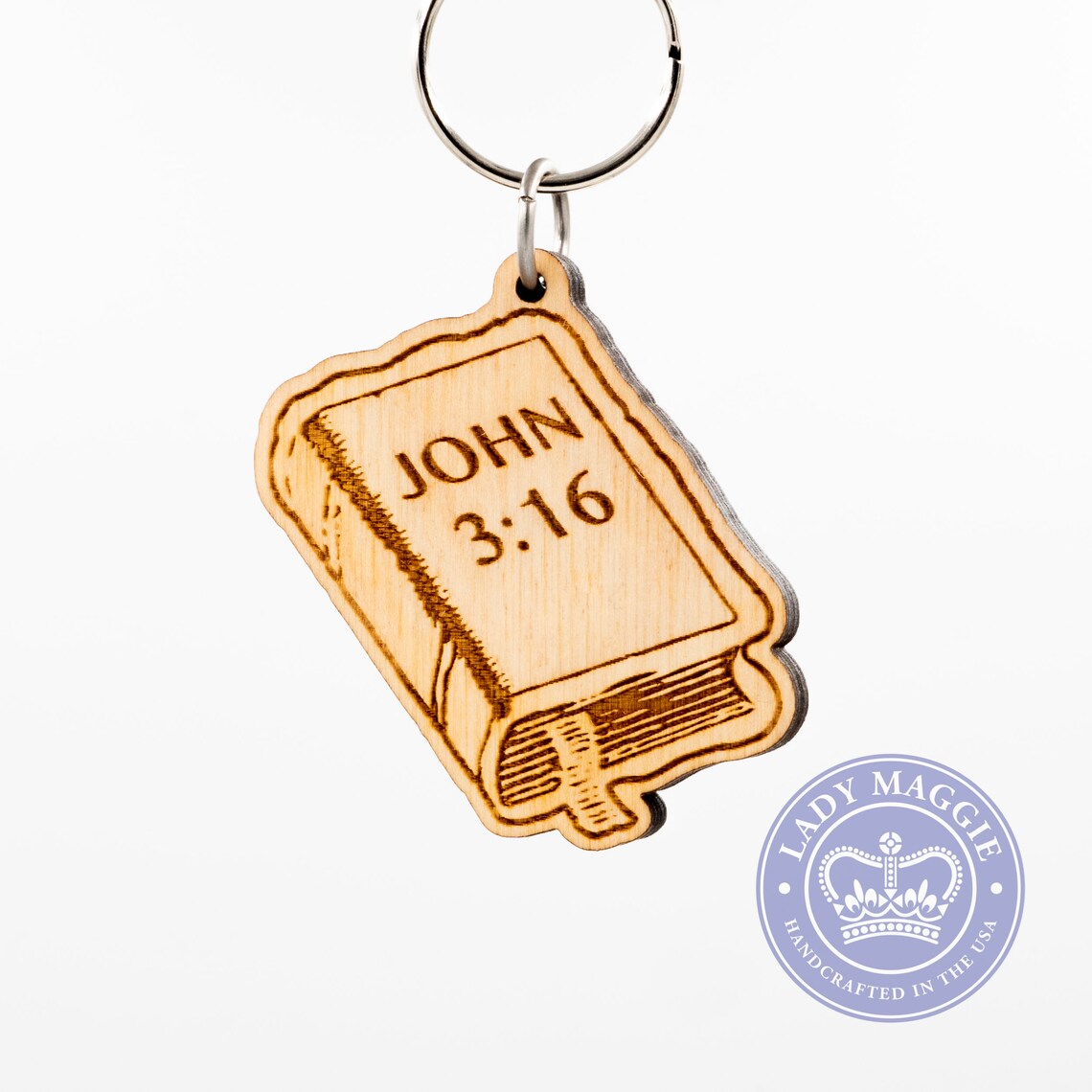 John 3:16 Keychain - Bible Verse Carved Wood Key Ring - Book of John ...