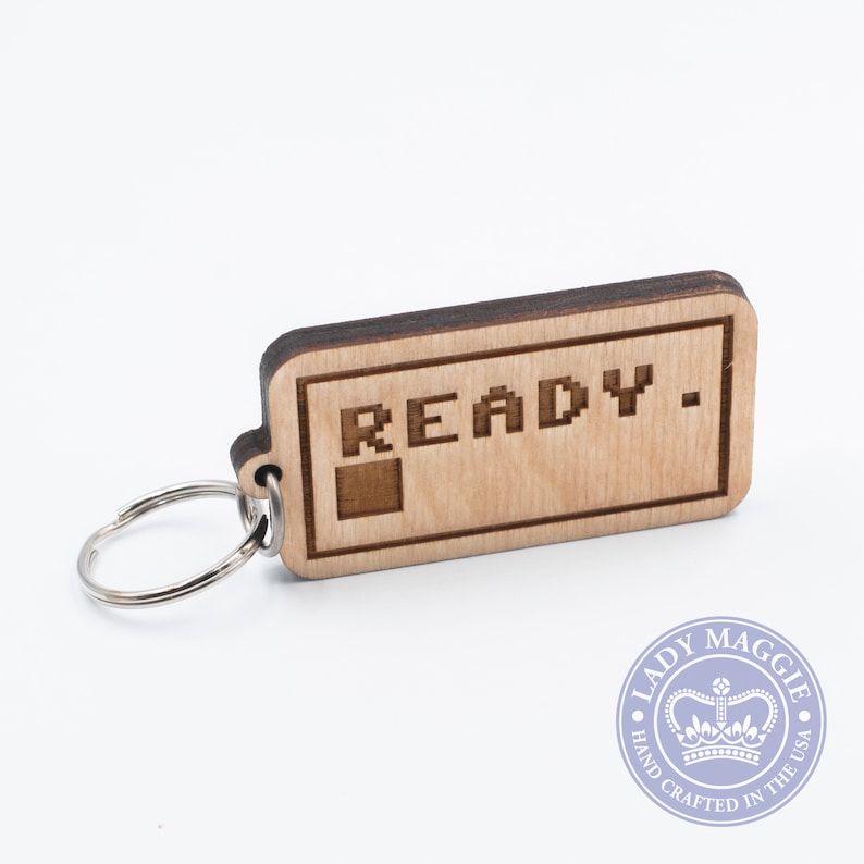 Ready. Keychain C64 Carved Wood Key Ring 8 Bit Home - Etsy