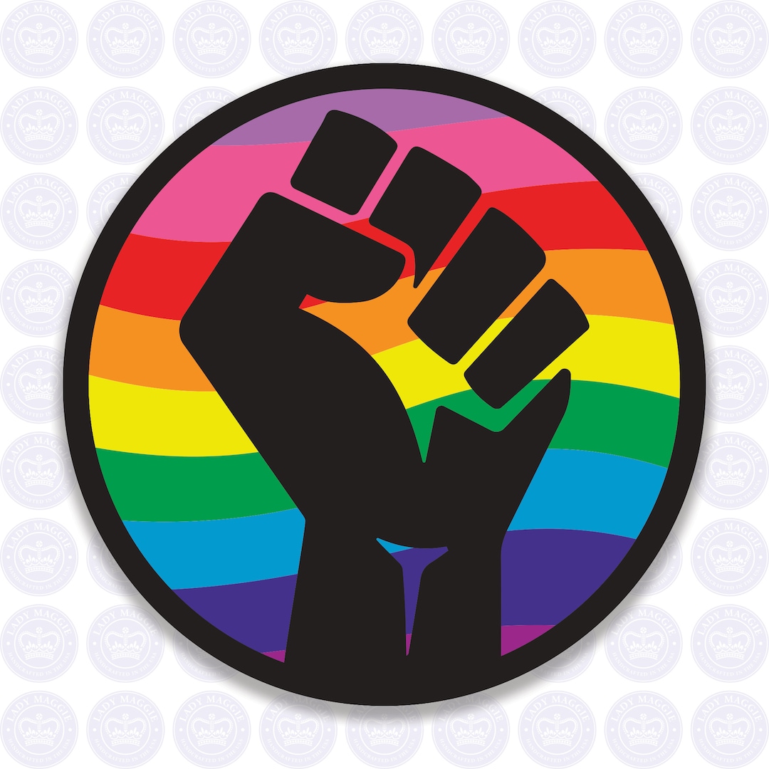 Raised Fist Rainbow Decal - Equality - Solidarity - LBGTQ BLM Clenched ...