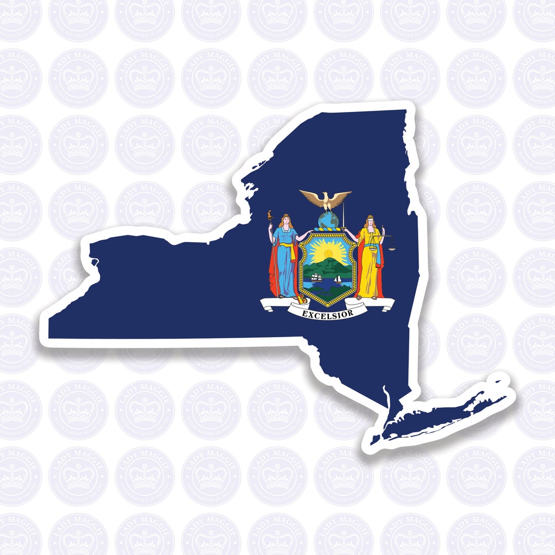 New York Decal - NY State Flag Decal - New York State Bumper Sticker ...