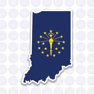 Indiana Decal - IN State Flag Decal - Indiana State Bumper Sticker ...