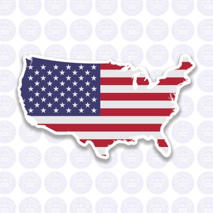 American Flag Decal - USA Flag Decal Bumper Sticker - Shape of America ...
