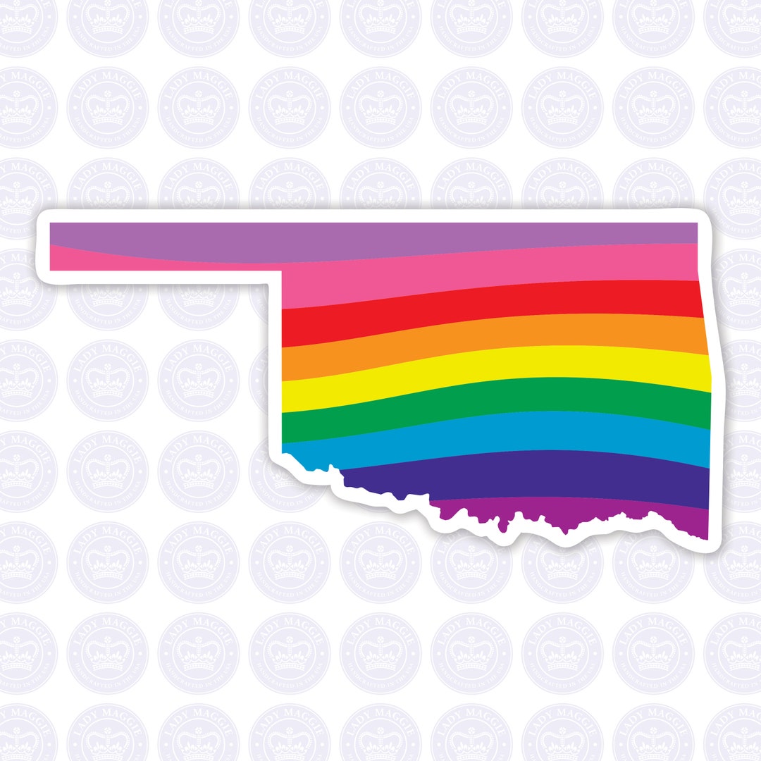Oklahoma Rainbow Flag Decal OK State LGBTQ Decal Oklahoma State Bumper ...