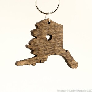 Alaska Wooden Keychain - AK State Keychain - Wooden Alaska Carved Key ...