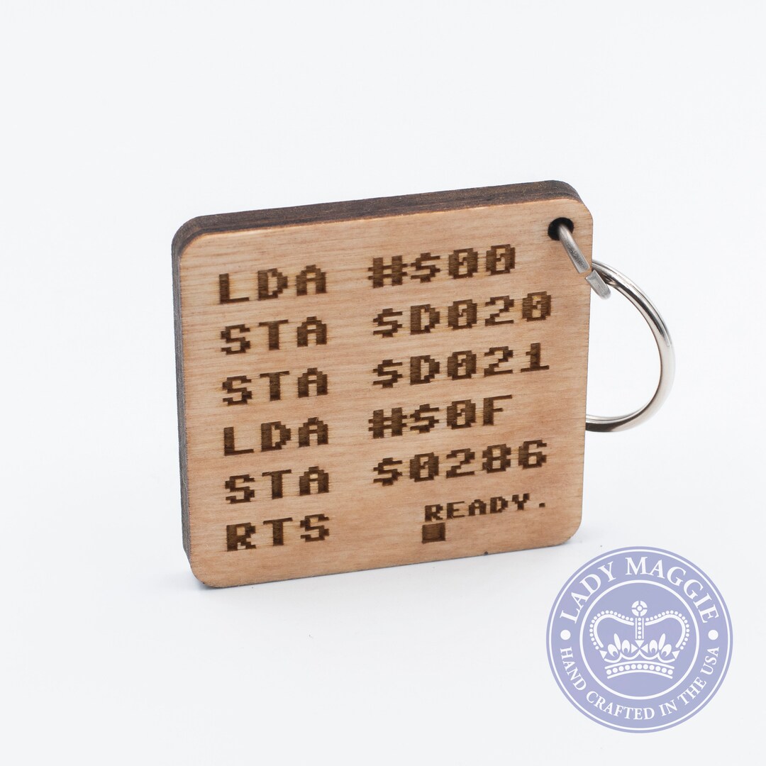 Assembler Keychain - 6510 Commodore 64 Carved Wood Key Ring - 7502 ...