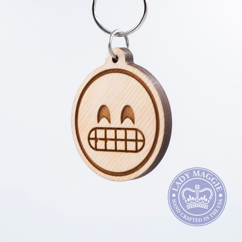 Grinning Face With Smiling Eyes Emoji Keychain - Happy Face With Grin ...