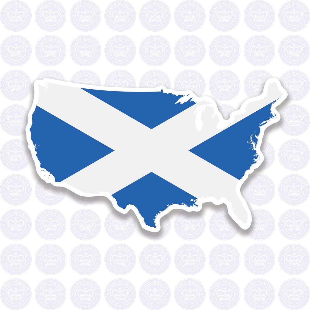 American Scottish Flag Decal - Scottish Expat Decal Bumper Sticker ...