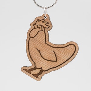 Chicken Emoji Wood Keychain - Rooster Emoji - Standing Chicken Emoji ...