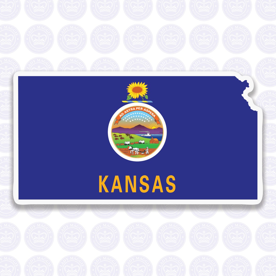 Kansas Decal - KS State Flag Decal - Kansas State Bumper Sticker ...