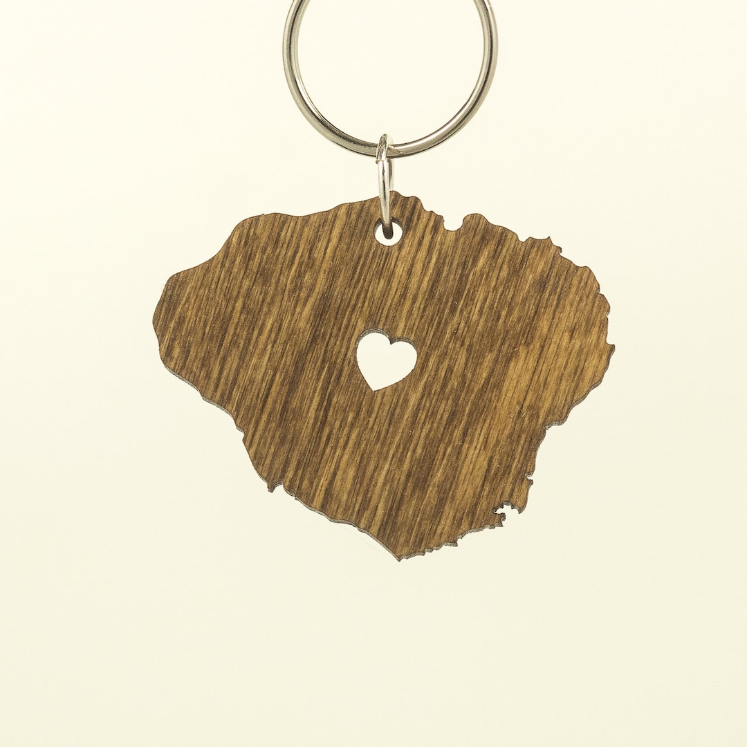 Kauai Keychain - Hawaiian Island of Kauai Wooden Key Ring - Wooden ...