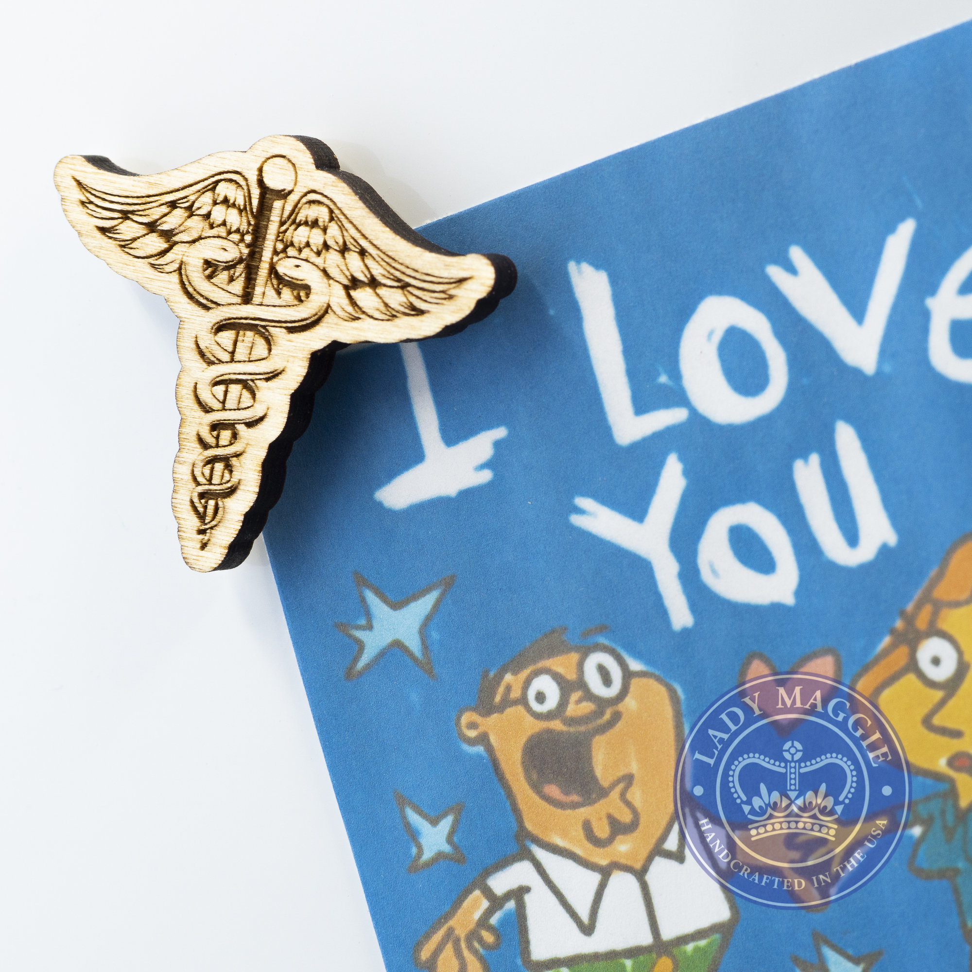 Wooden Caduceus Magnet - Medical Symbol Wooden Magnet - Rod of Hermes ...