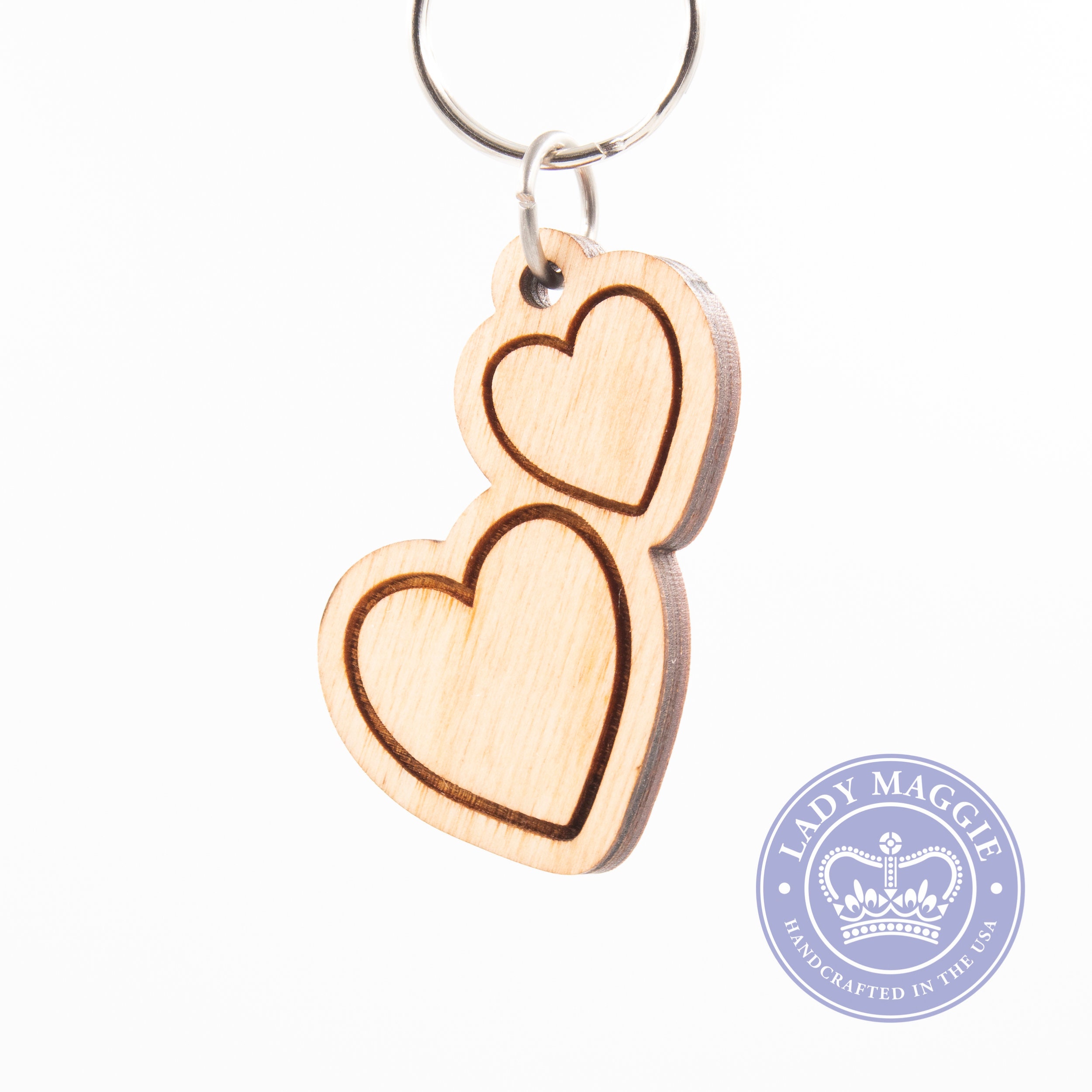 Two Hearts Emoji Keychain Two Wooden Hearts Emoji Wood Key - Etsy UK