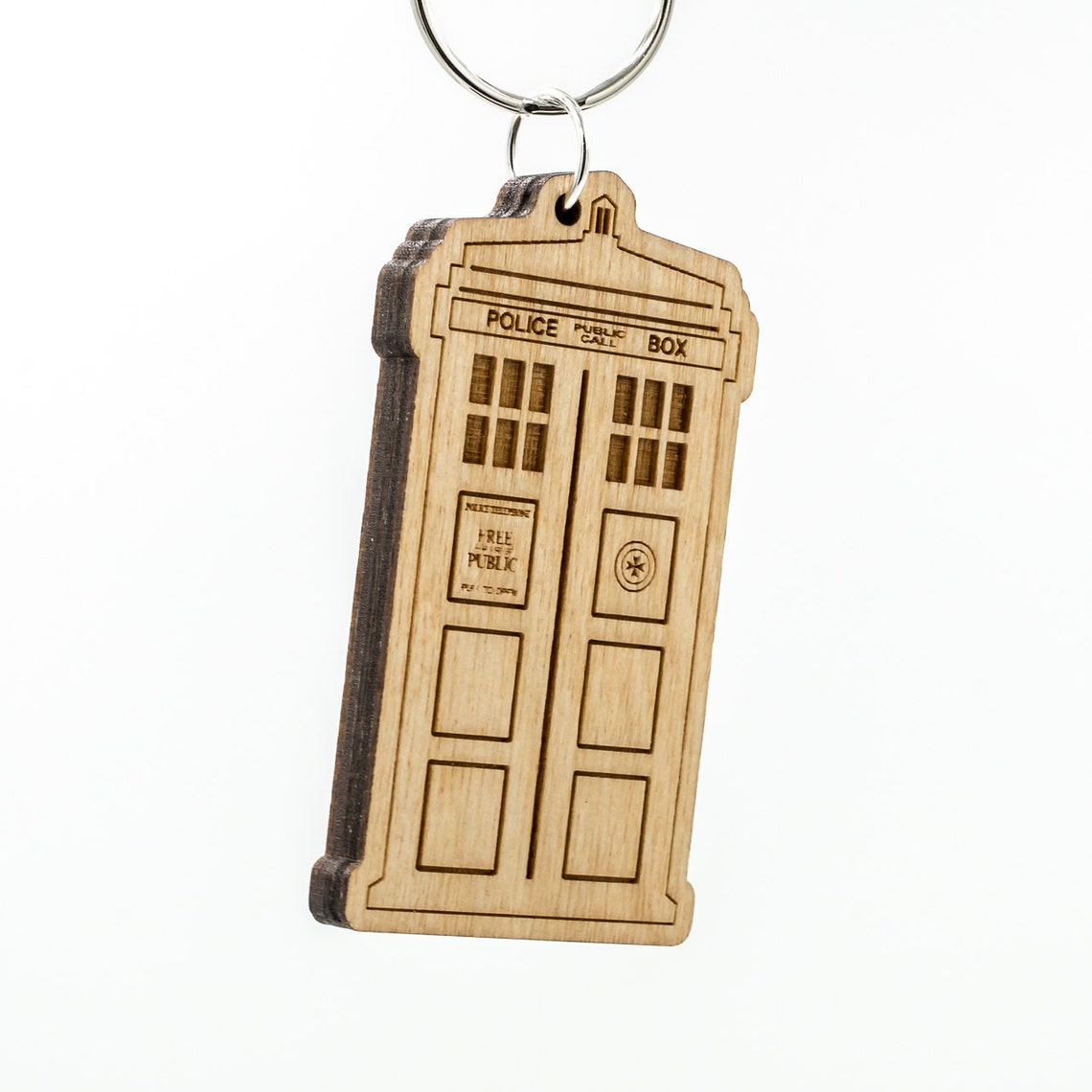 Doctor Who Tardis Keychain Dr. Who Carved Wood Key Ring - Etsy