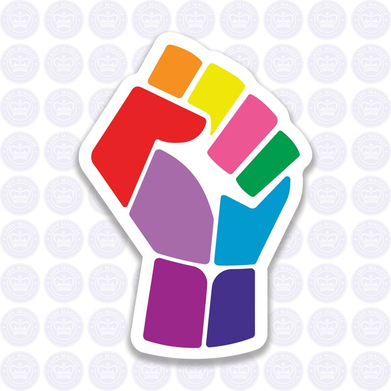 Rainbow Raised Fist Decal Resistance Equality Solidarity | Etsy