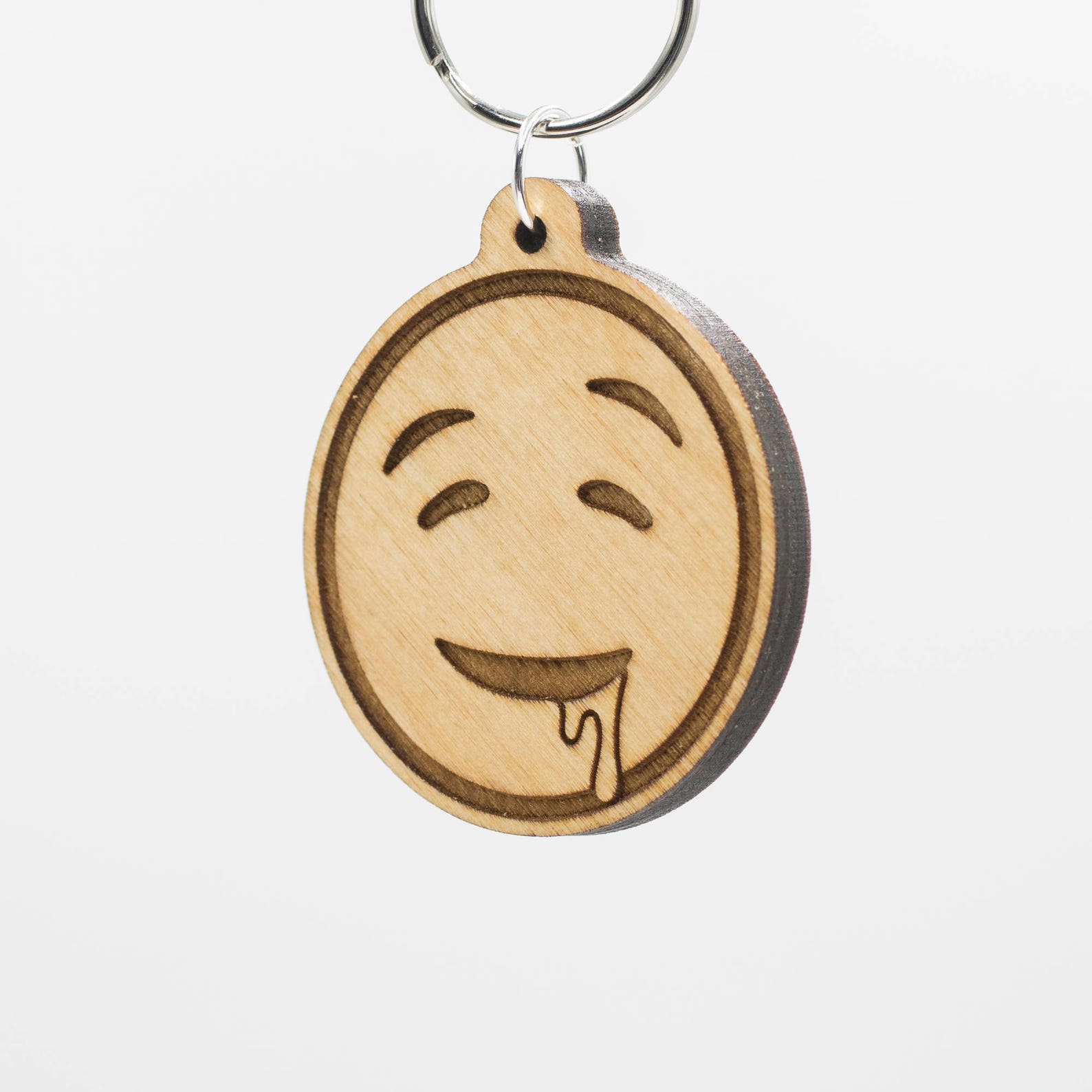 Drooling Face Emoji Keychain Drooling Emoji Carved Wood Key - Etsy