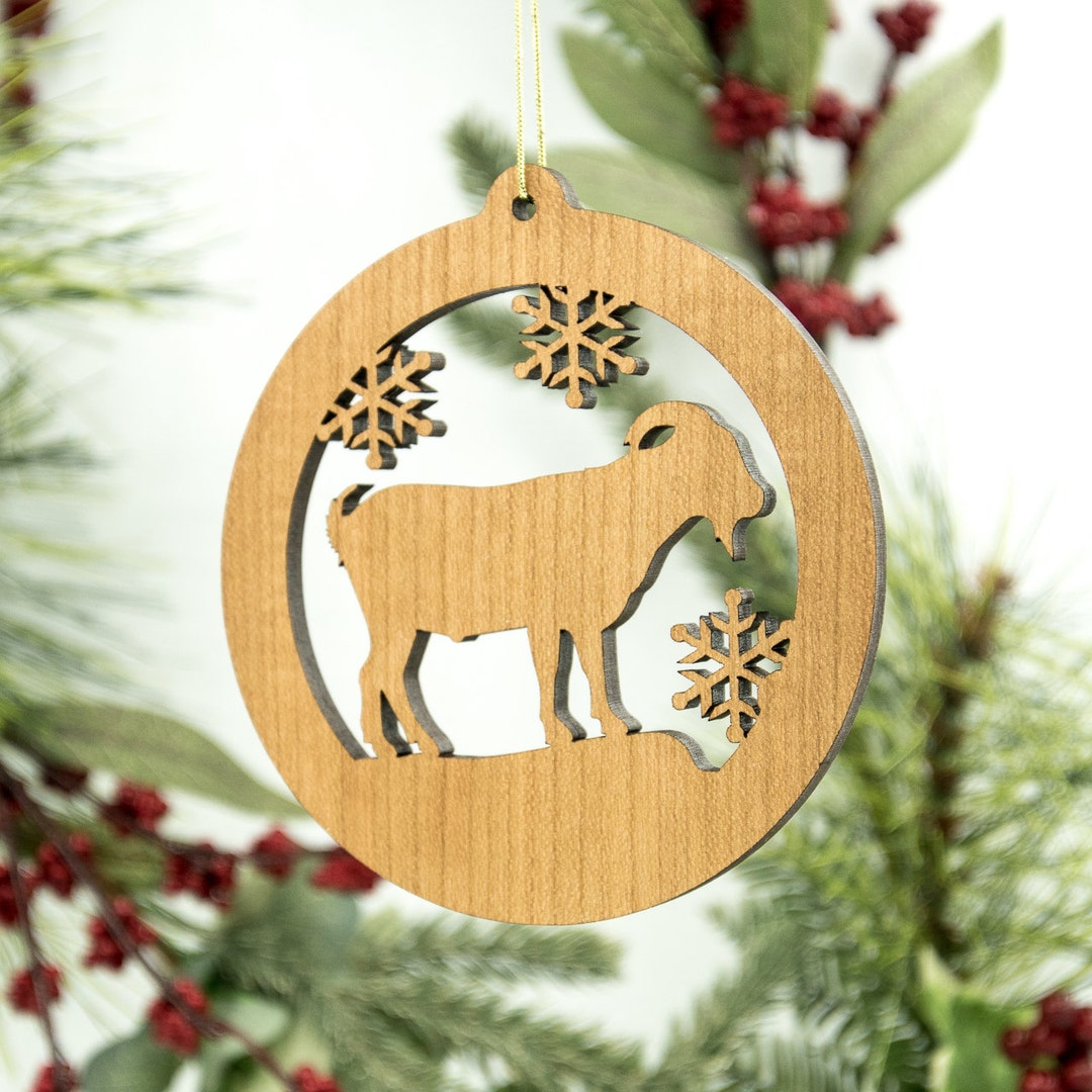Goat Christmas Wood Ornament - Goat Silhouette Wooden Tree Decoration ...
