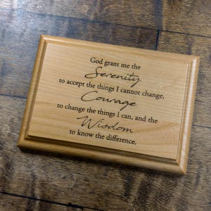 Serenity Prayer Wooden Plaque - Serenity Prayer Engraved 7 X 5 Alder ...