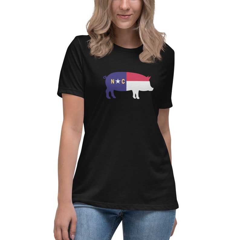 Women's NC Pig Tee - North Carolina Pig Relaxed T-shirt - Ladies NC Hog ...
