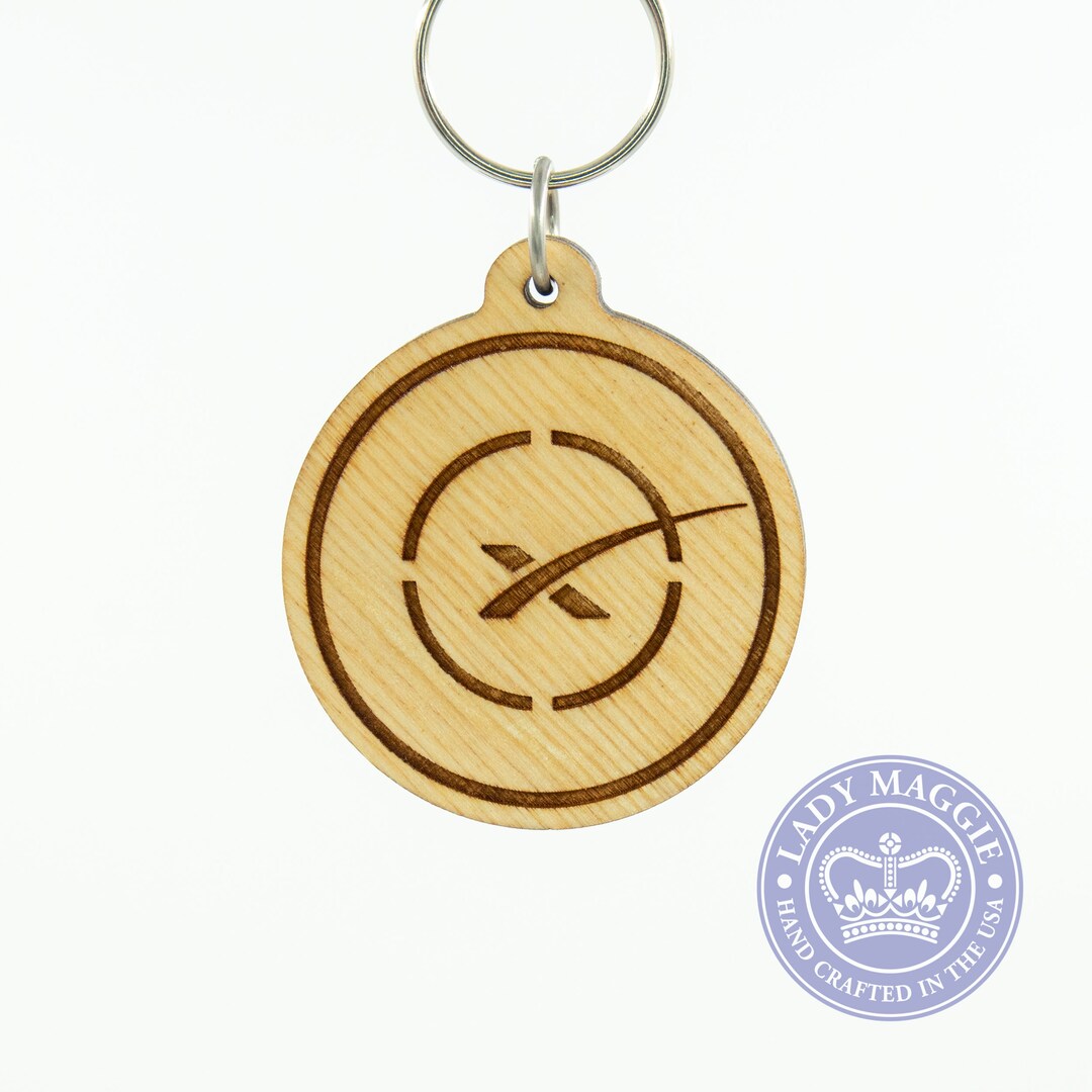 Spacex Keychain - Birch Engraved Space Flight Keychain - Space X Drone ...