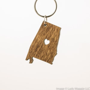 Alabama Wooden Keychain - AL State Keychain - Wooden Alabama Carved Key ...