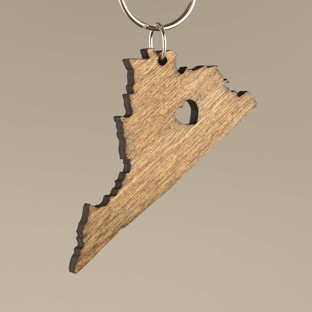 Virginia Keychain VA State Keychain Wooden Virginia Carved - Etsy