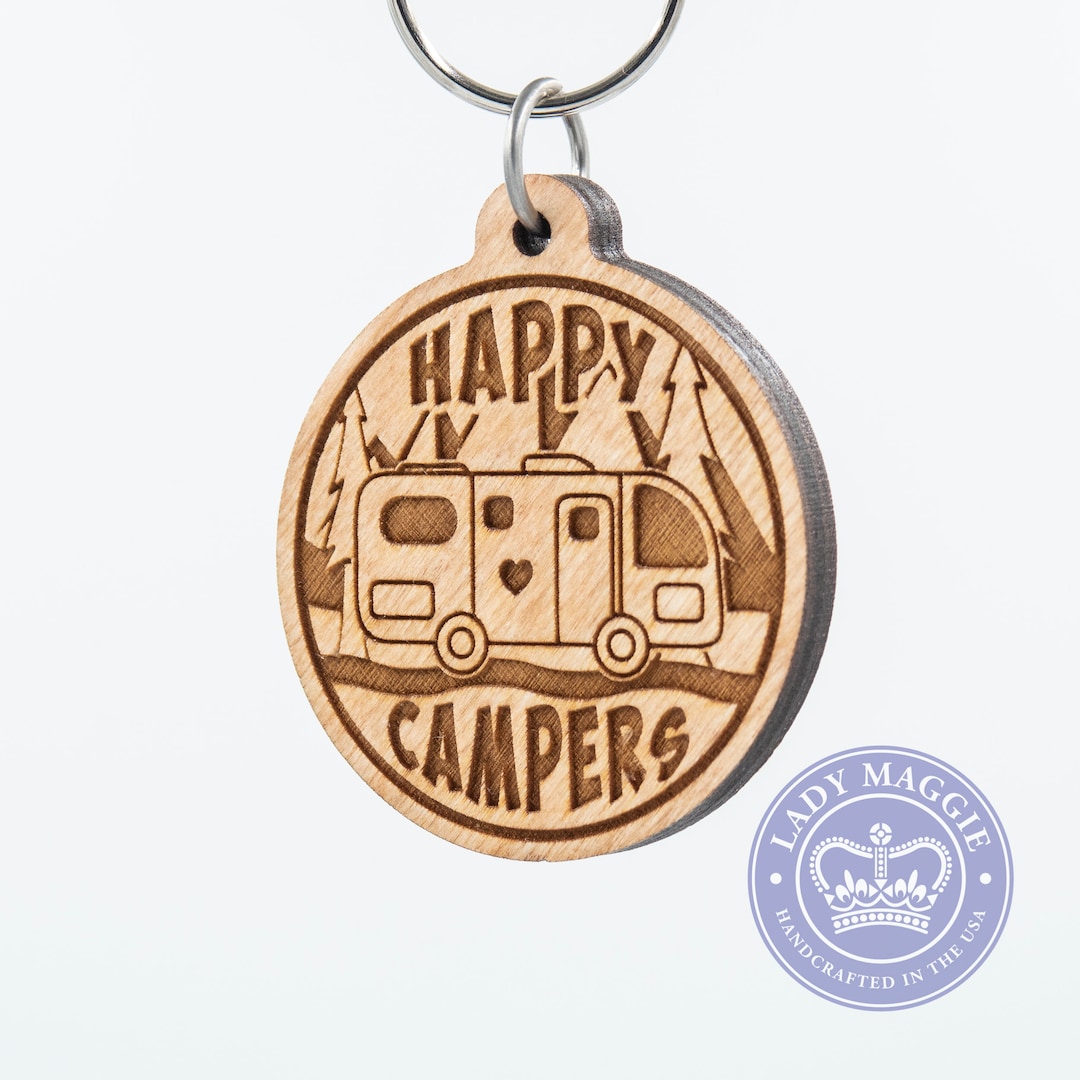 Happy Campers RV Camper Keychain - Motorhome Camper Charm - Camping ...